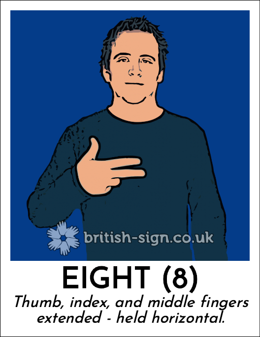 Eight in British Sign Language (BSL)
