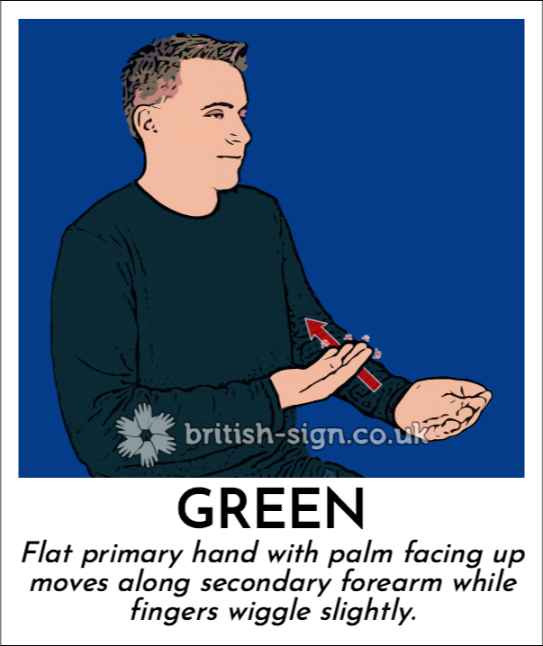 Green in British Sign Language (BSL)