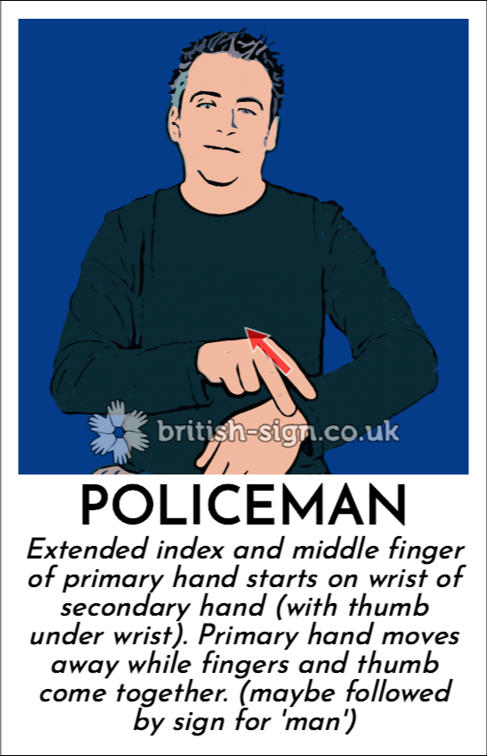 Police Man in British Sign Language (BSL)