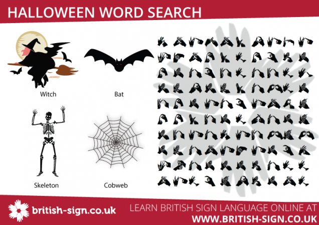 Halloween Fingerspelling Word Search - British Sign Language - Learn ...