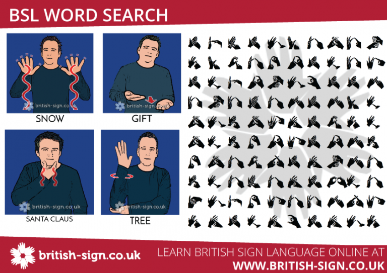 Christmas BSL Wordsearch 2 - British Sign Language - Learn BSL Online